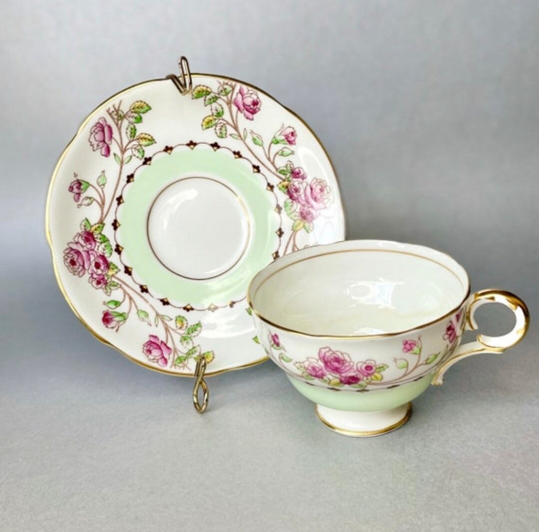 Vintage Adderley England Bone China Teacup and Saucer, Pink Flowers ...