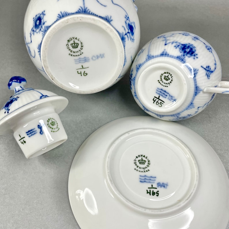 Vintage Royal Copenhagen Teapot Cups Saucers Set, Decorated by Floral ...