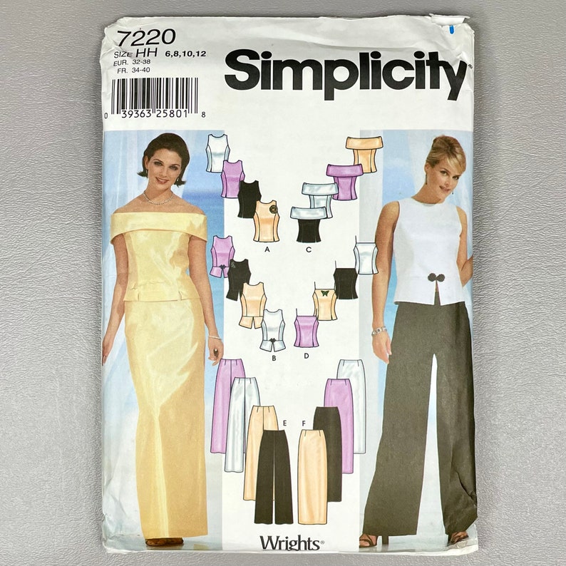 Vintage 2002 Simplicity Sewing Pattern 7220: Misses' Top, Pants, Skirt ...