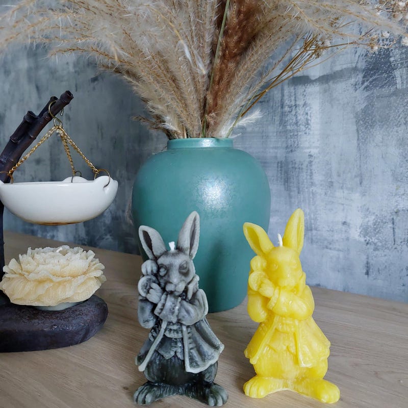Rabbit With Clock Figurine - Etsy