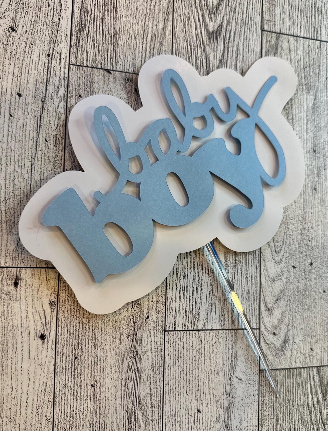 Baby Boy Cake Topper: Blue Cardstock, Baby Shower Decor - Etsy