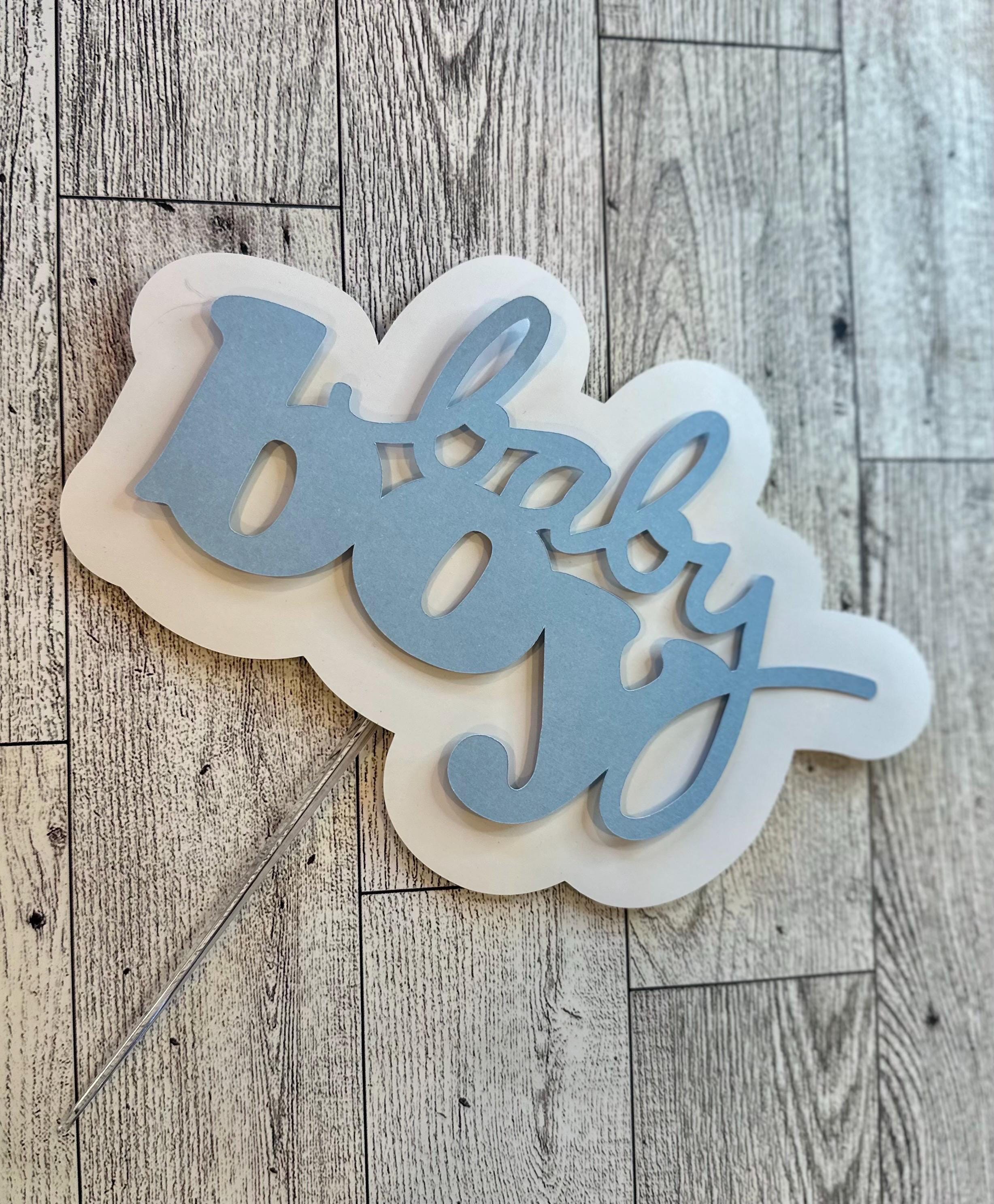 Baby Boy Cake Topper: Blue Cardstock, Baby Shower Decor - Etsy