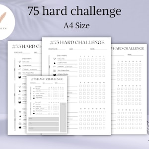 75 Hard Canva, 75 Hard Challenge Printable, A4 75 Hard Challenge Bundle ...