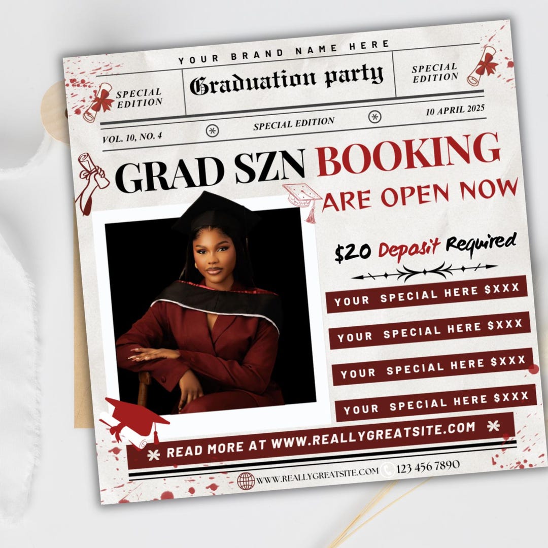 Graduation Newspaper Booking Flyer | Editable Graduation Announcement ...
