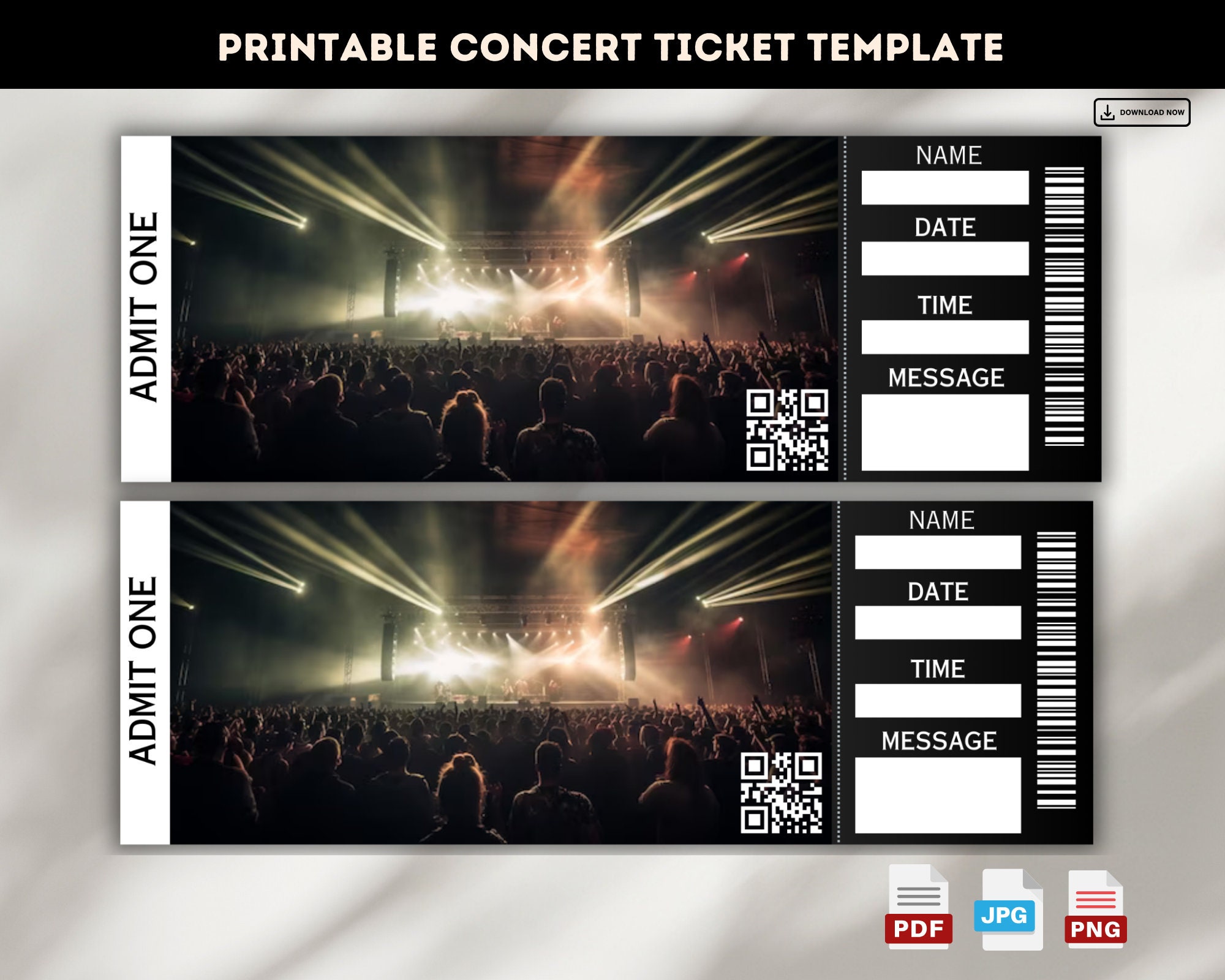 Editable Concert Ticket Template, Event Ticket, Custom Concert Ticket ...