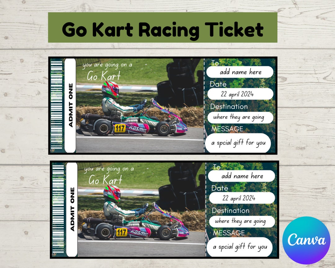 Go Kart Racing Ticket Template, Ticket Template, Voucher Template ...