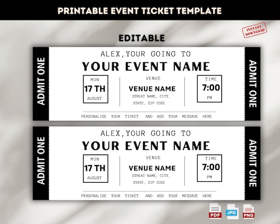 Admit One Ticket Template Printable