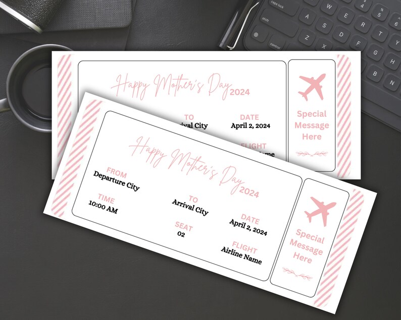 Printable Mother's Day Ticket Template, Surprise Trip Reveal Ticket ...