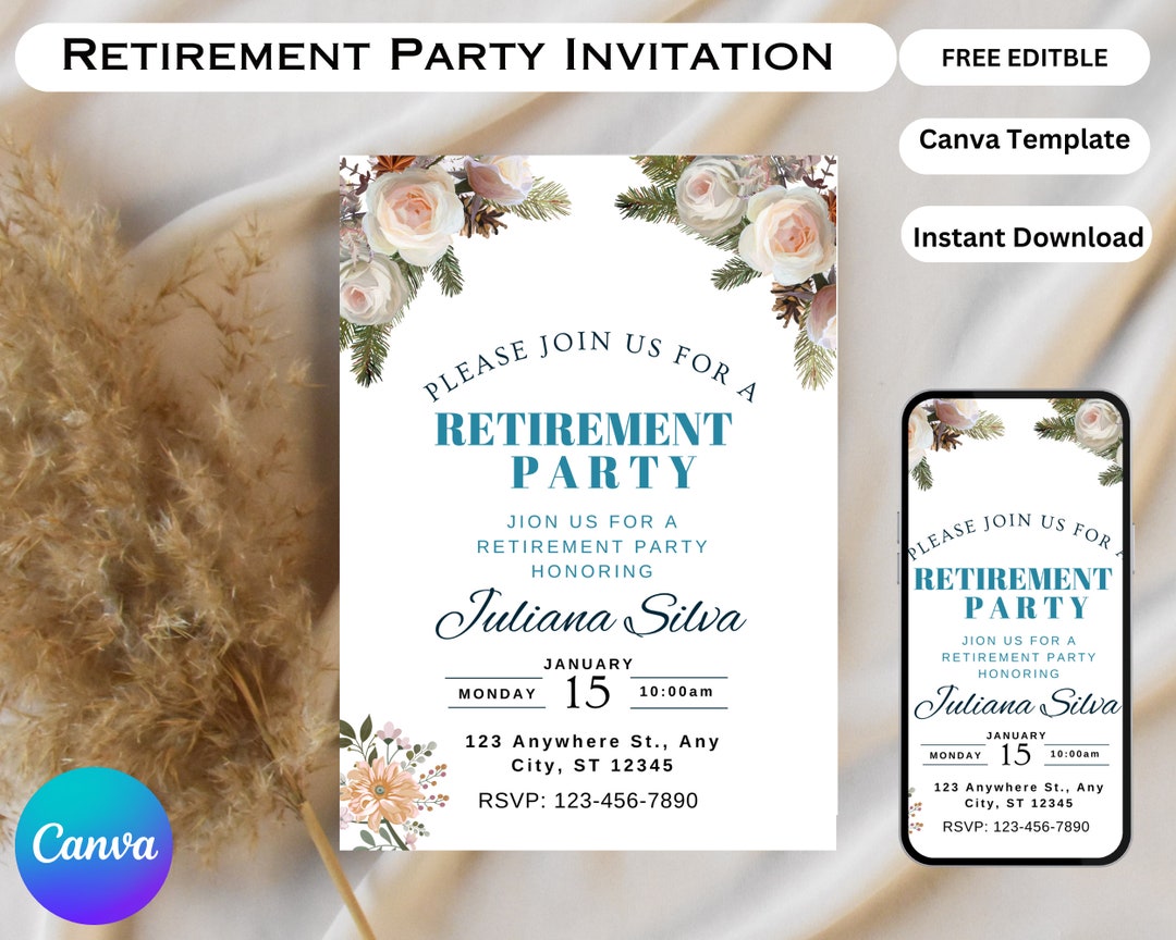 Retirement Party Invitation,editable Modern Retirement Party Invite ...