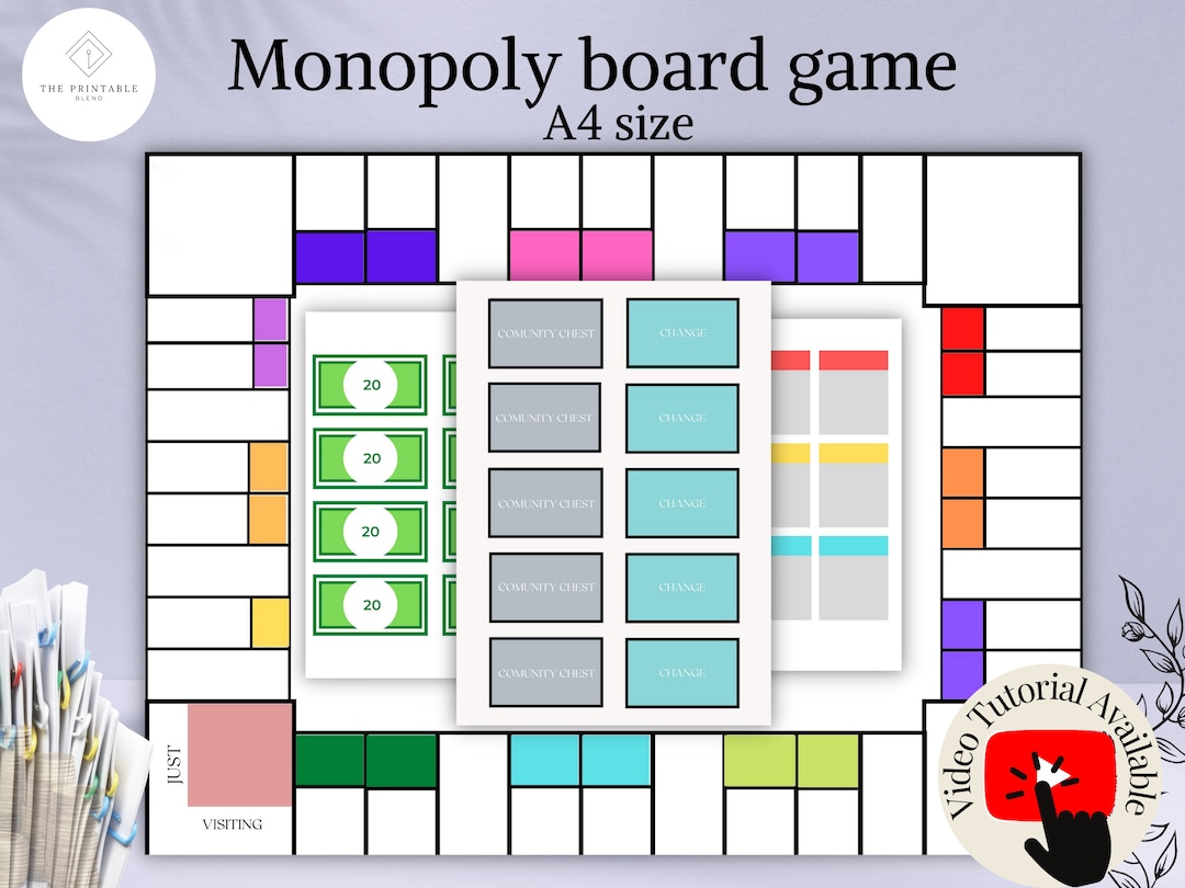 Blank Monopoly Board Game Template, Custom Monopoly Game, Party Game ...