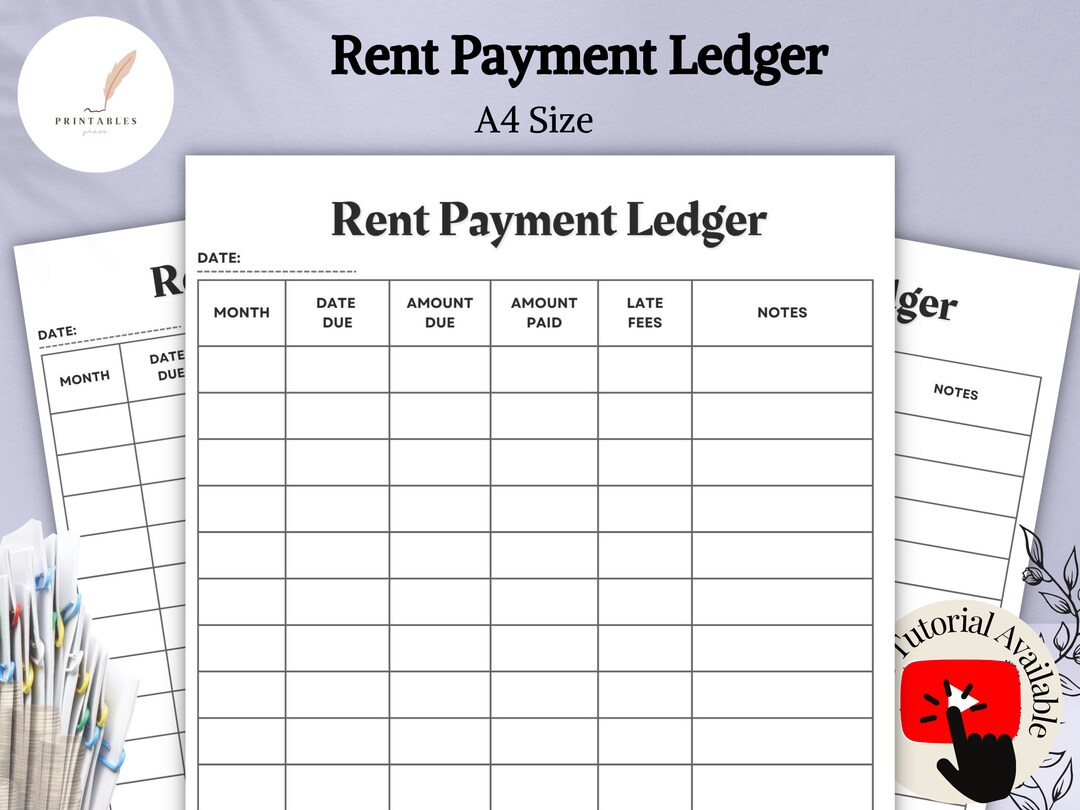 Printable Rent Payment Ledger, Monthly Rent Tracker, Rental Agreement ...