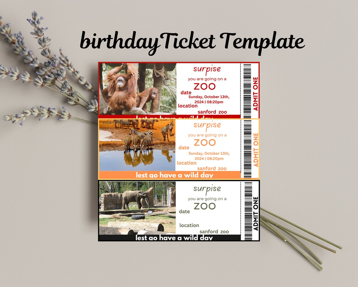 Zoo Ticket Template, Ticket Template, Certificate Template, Invitation ...