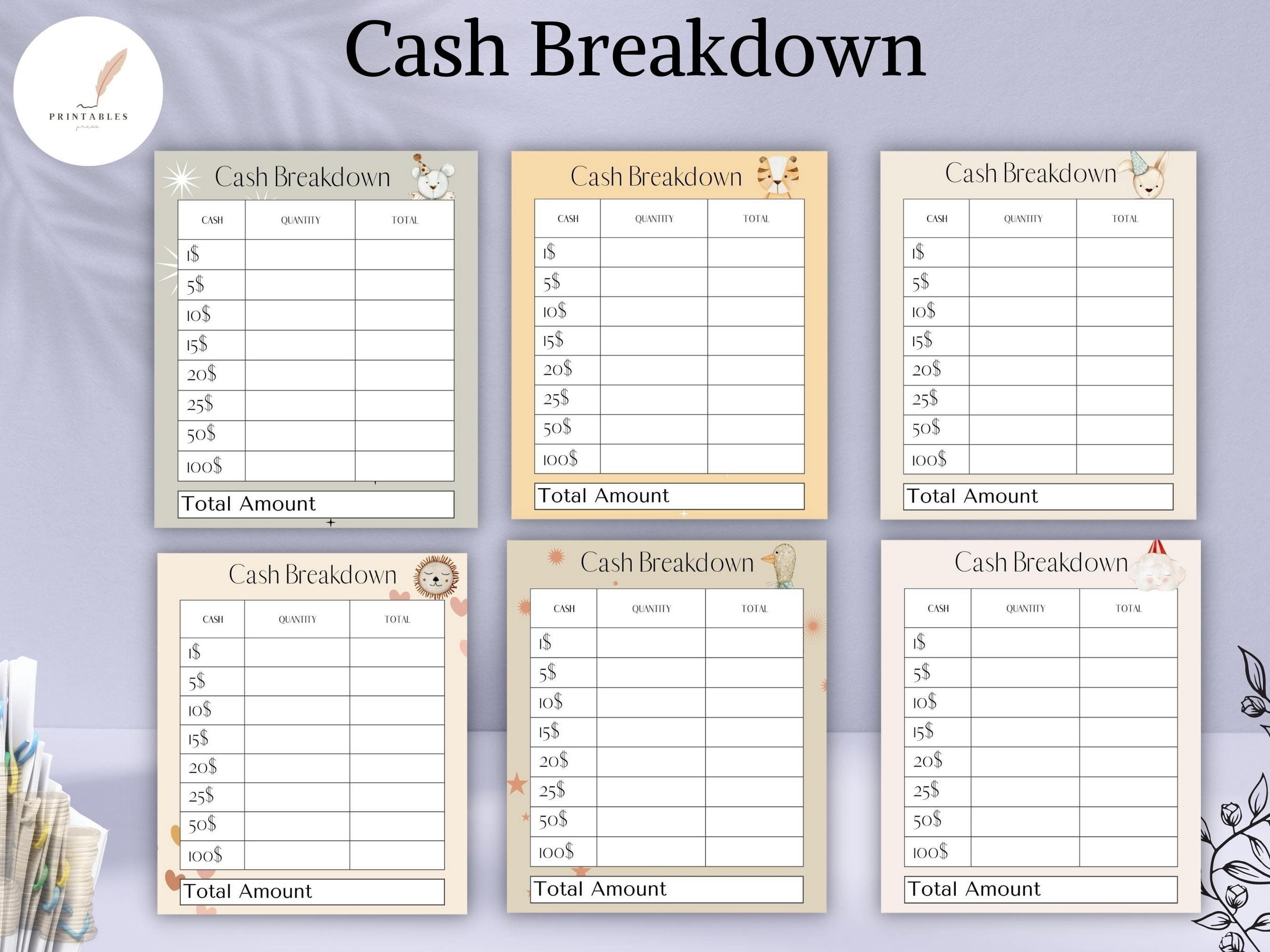 Paycheck Breakdown, Cash Envelope Inserts, Cash Envelopes Labels, Cash ...