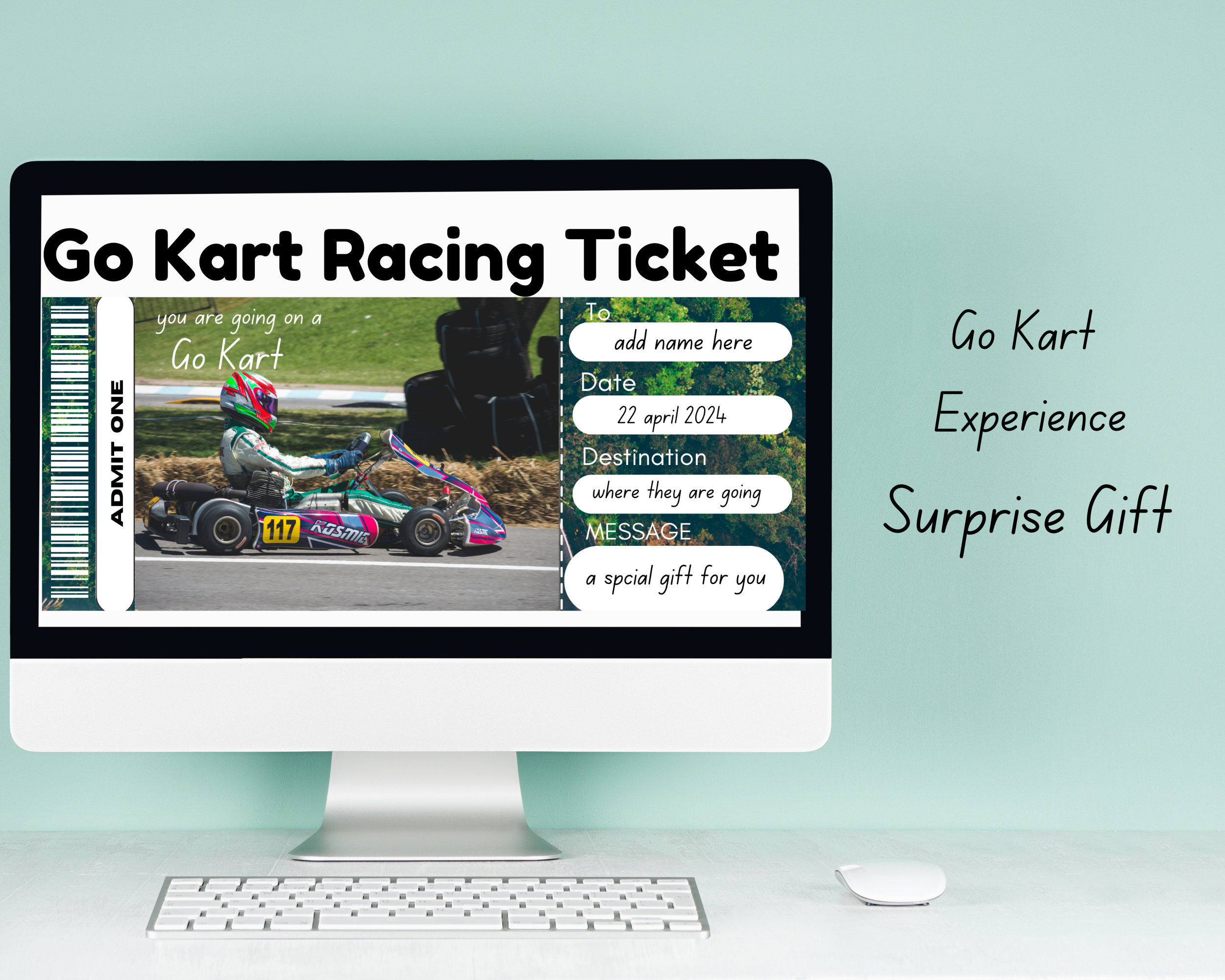 Go Kart Racing Ticket Template, Ticket Template, Voucher Template ...