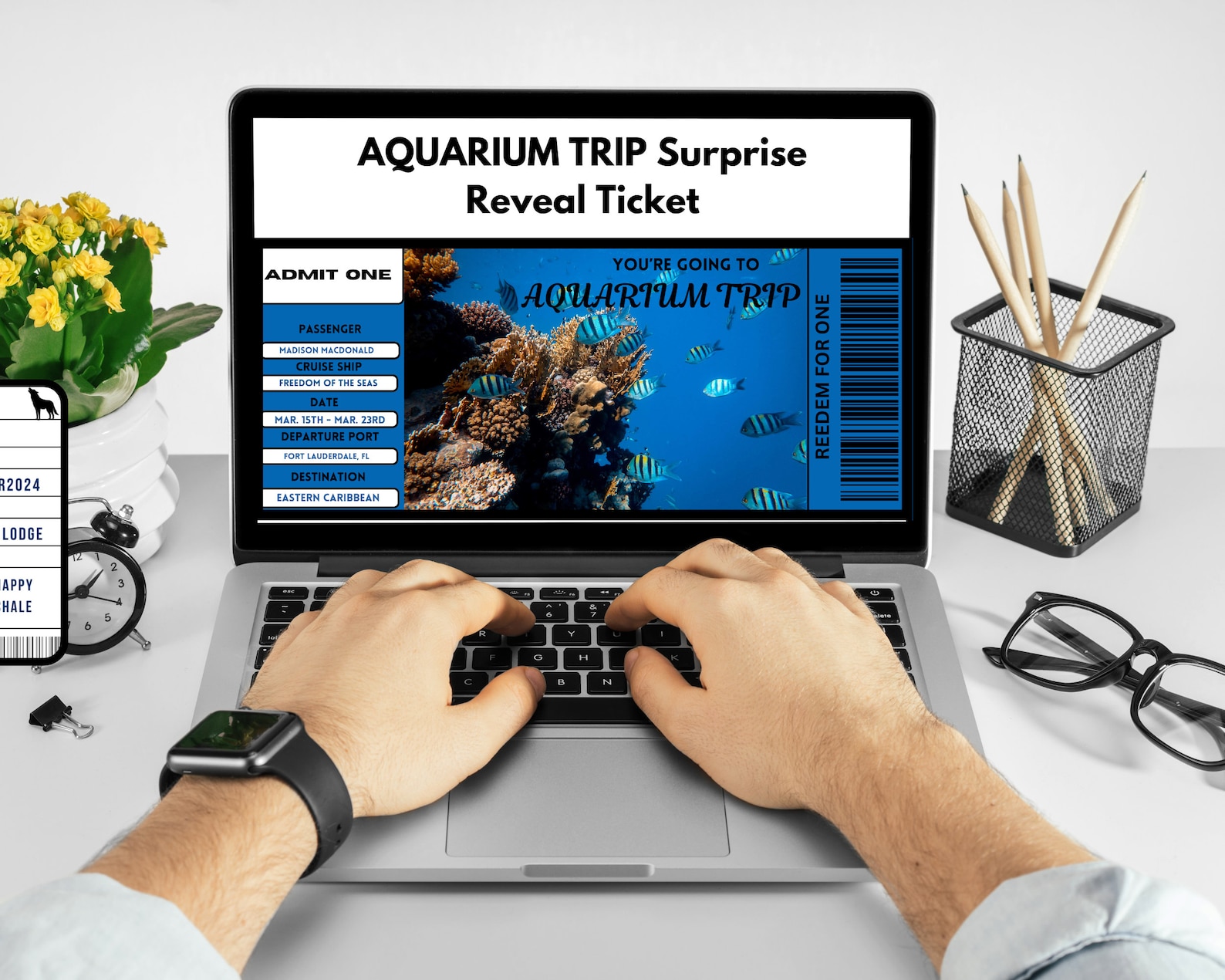 Aquarium Surprise Ticket Template, Editable Aquarium Gift Tickets, Fake ...