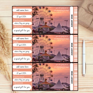 Kids Amusement Park Ticket Template: Editable Surprise Trip Reveal ...