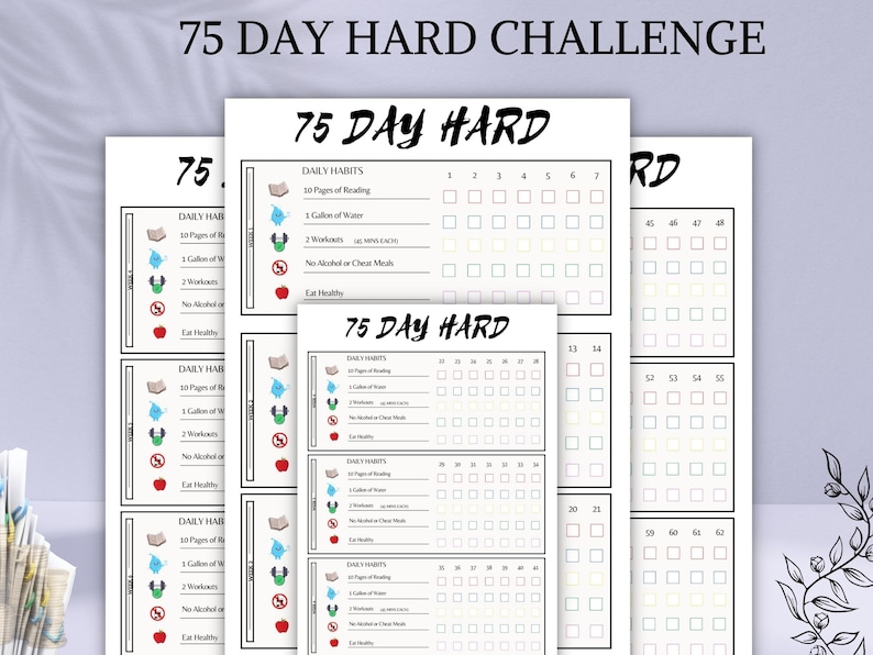 75 Hard Canva, 75 Hard Challenge Printable, A4 75 Hard Challenge Bundle ...