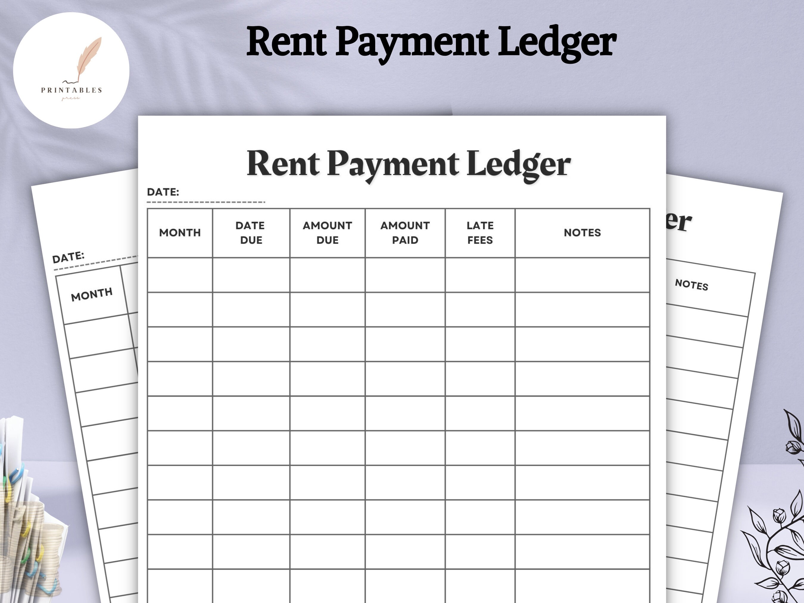 Printable Rent Payment Ledger, Monthly Rent Tracker, Rental Agreement ...