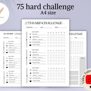 75 Hard Canva, 75 Hard Challenge Printable, A4 75 Hard Challenge Bundle ...