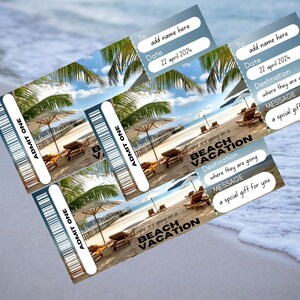 Beach Vacation Ticket Template, Vacation Ticket,family Vacation Ticket ...