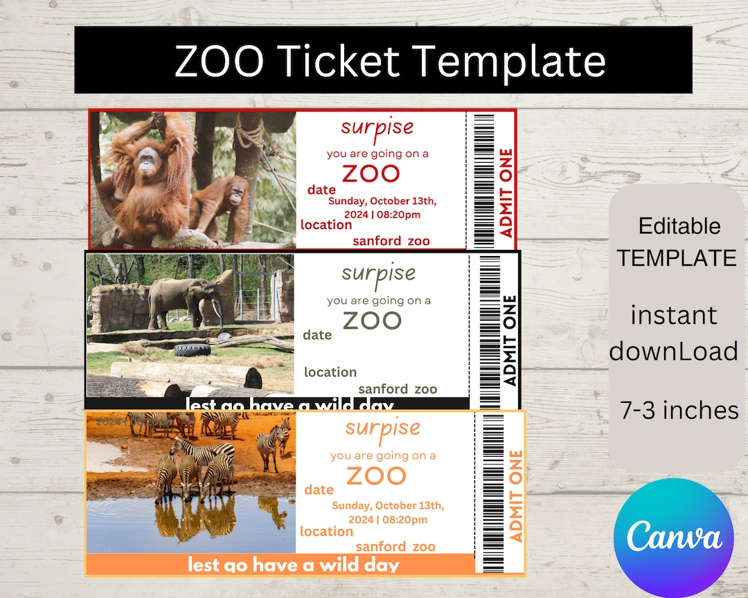 Zoo Ticket Template, Ticket Template, Certificate Template, Invitation ...
