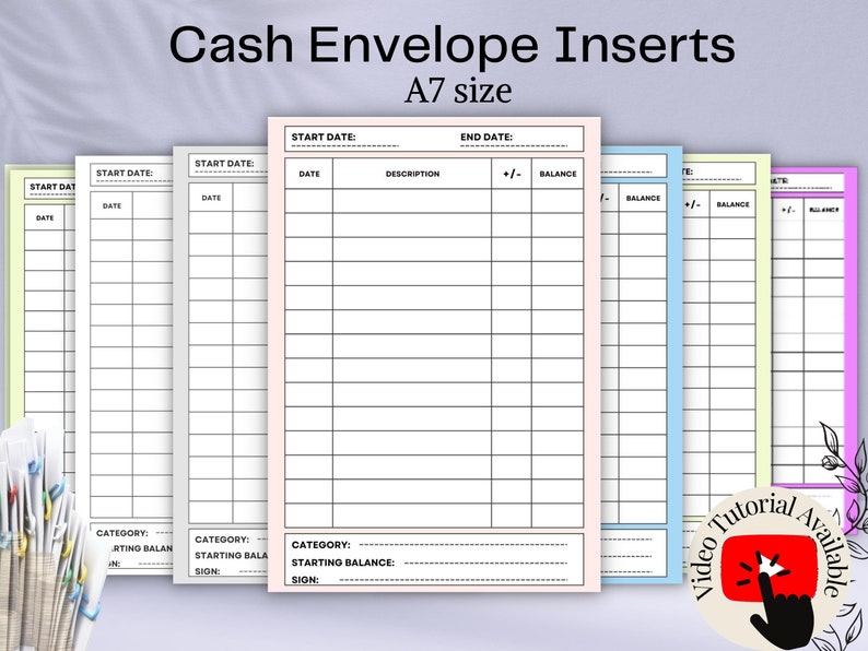 A7 Cash Envelope Insert Printable,spending Tracker,cash Envelope Label ...