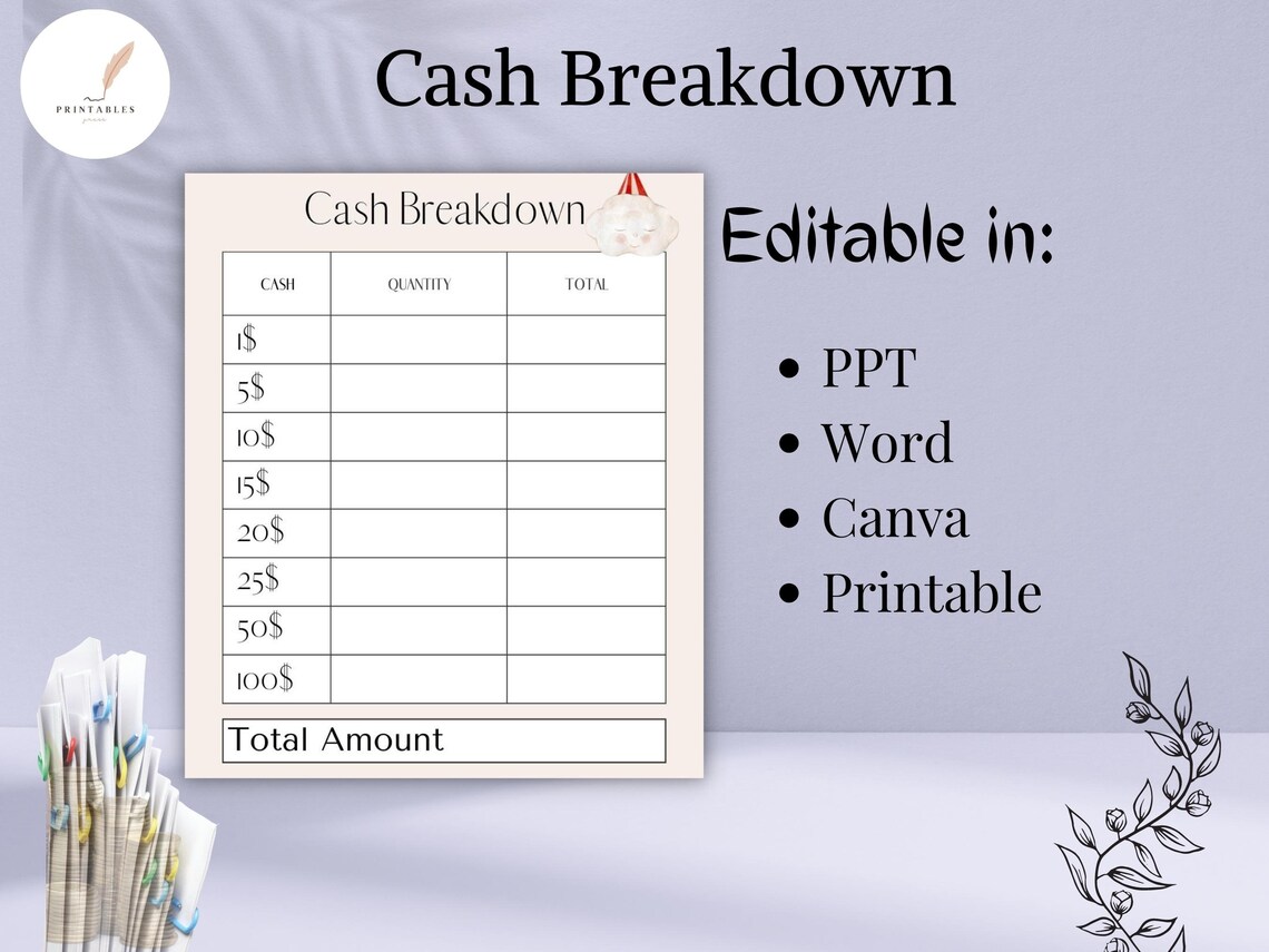 Paycheck Breakdown, Cash Envelope Inserts, Cash Envelopes Labels, Cash ...