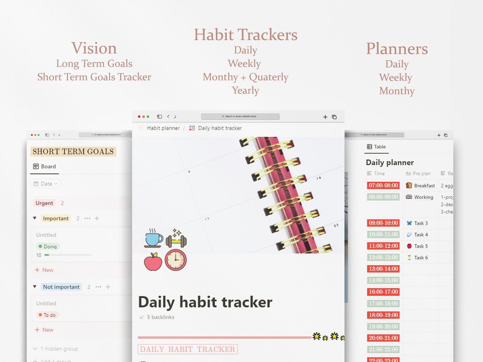GTD Notion Life Template Planner,notion Template Personal, Habit ...
