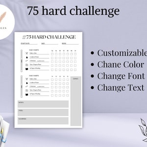 75 Hard Canva, 75 Hard Challenge Printable, A4 75 Hard Challenge Bundle ...