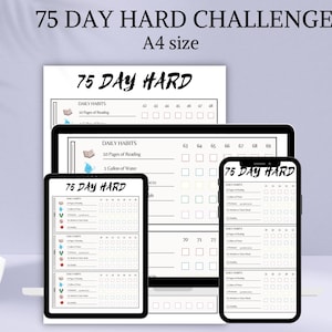 75 Hard Canva, 75 Hard Challenge Printable, A4 75 Hard Challenge Bundle ...