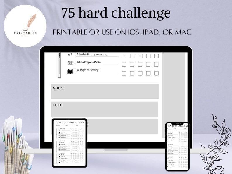 75 Hard Canva, 75 Hard Challenge Printable, A4 75 Hard Challenge Bundle ...