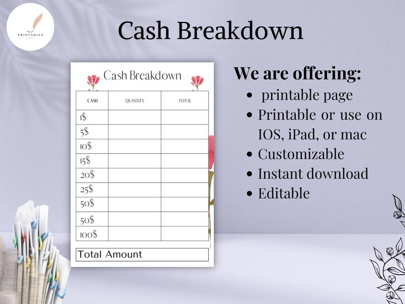A7 Cash Breakdown Sheet Printable,spending Tracker,cash Envelope Label ...