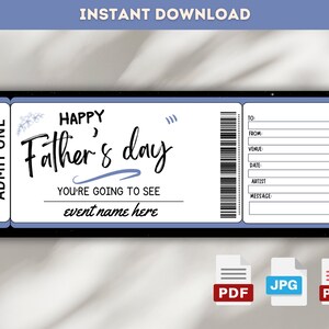 Printable Father's Day Surprise Ticket: Editable Gift (instant Download ...