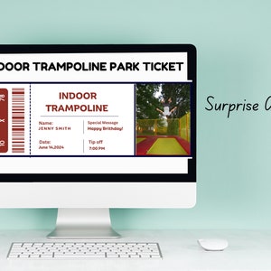 INDOOR Trampoline Park Ticket Template, Trampoline Park Surprise Reveal ...