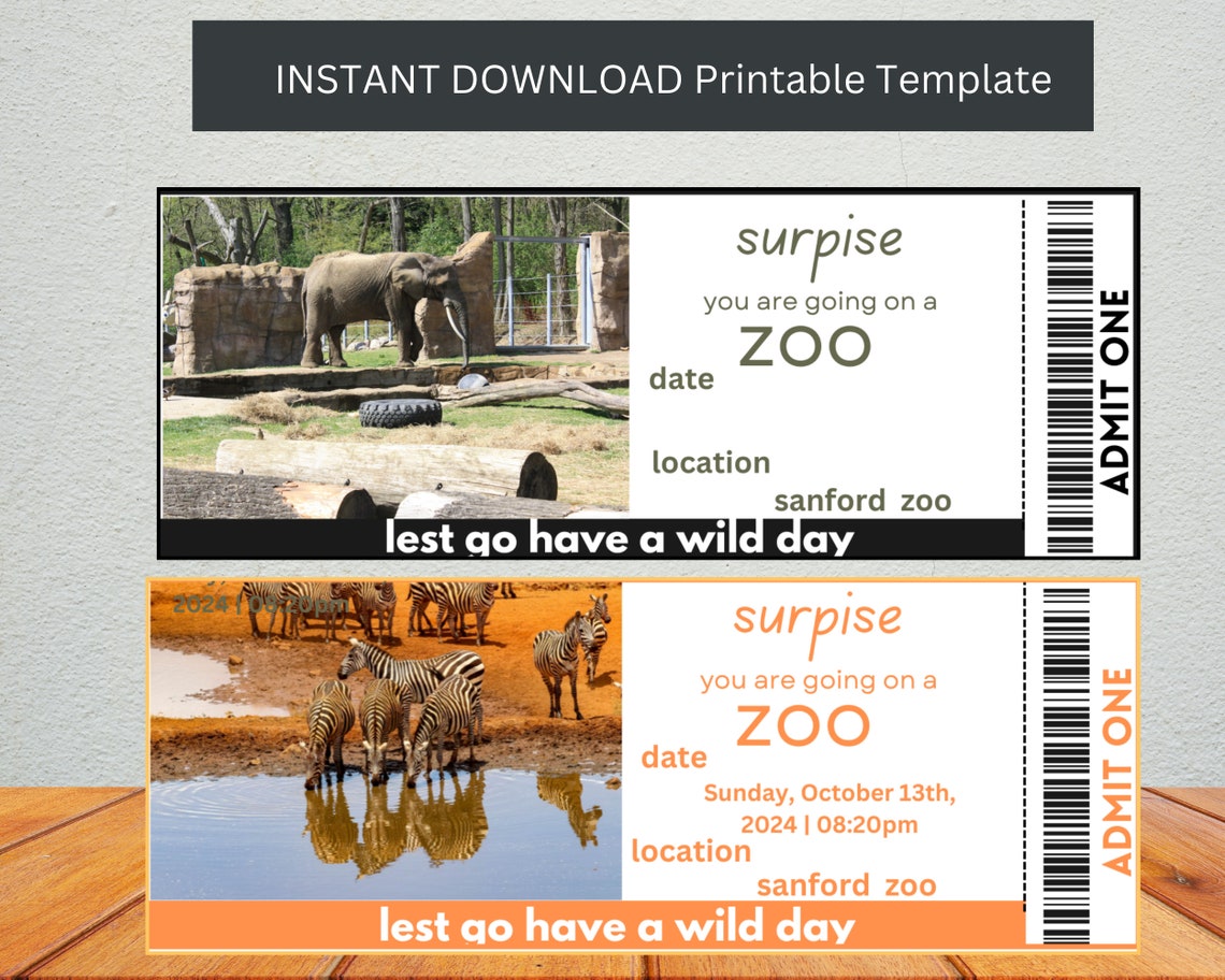 Zoo Ticket Template, Ticket Template, Certificate Template, Invitation ...