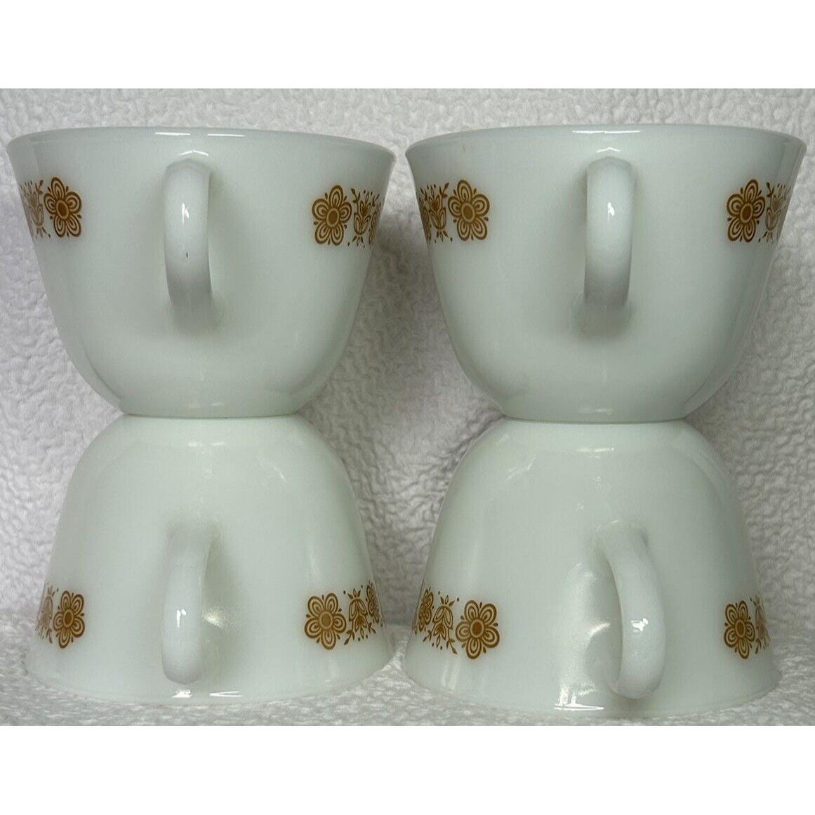 Pyrex Coordinates Coffee Cups Set of Four Butterfly Gold Pattern C1972 ...