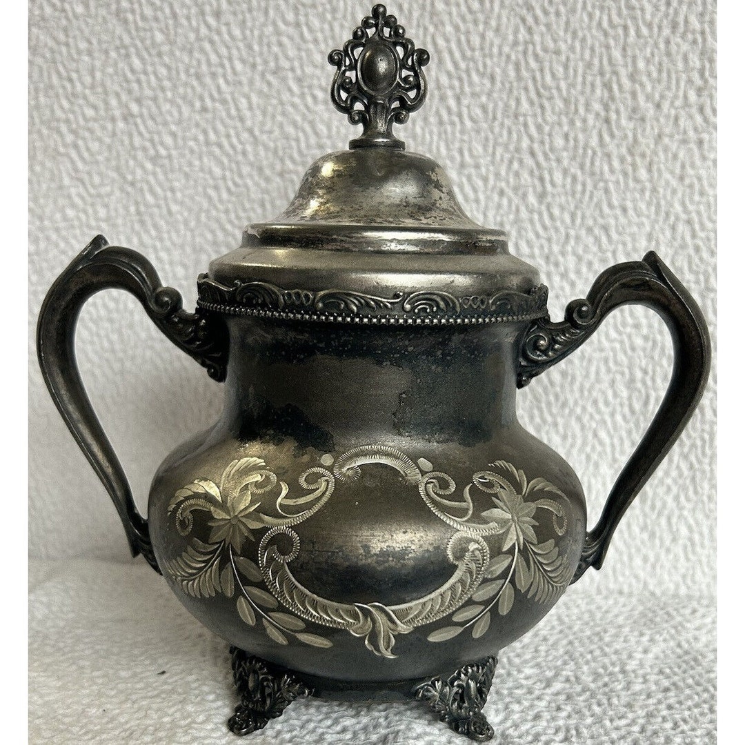 Vintage Queen City Silver Co. Quadruple Plate Lidded Sugar Bowl Great ...