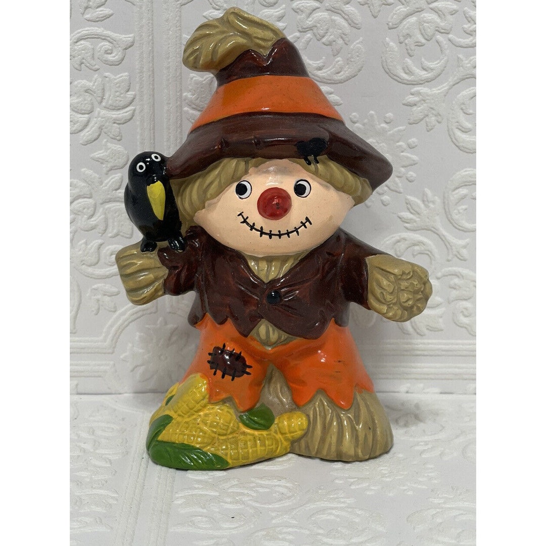 Halloween Scarecrow Ceramic Figurine Kitschy Fun Vibrant - Etsy