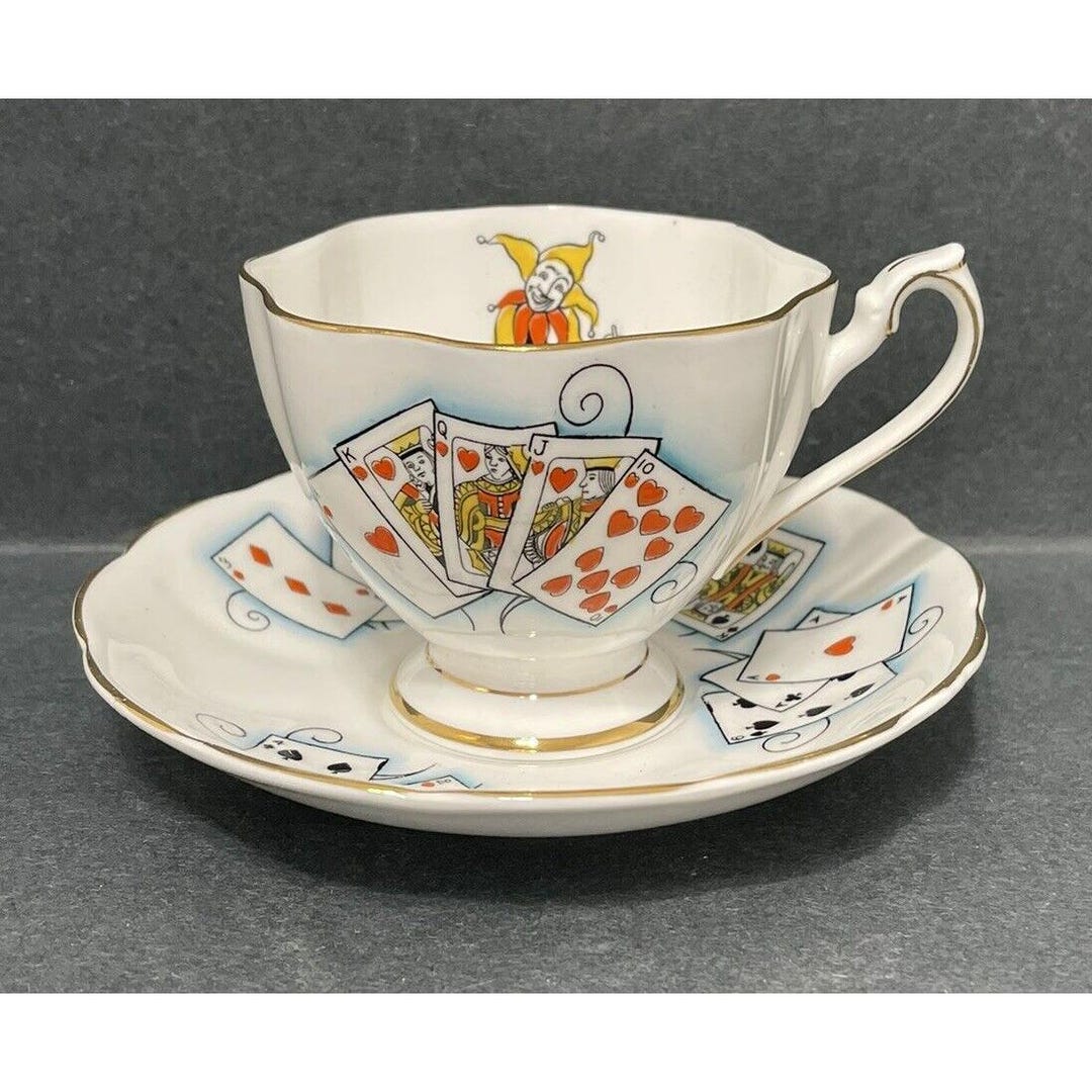 Queen Anne Lady Luck Bone China Cup and Saucer 5042 White and Blue - Etsy
