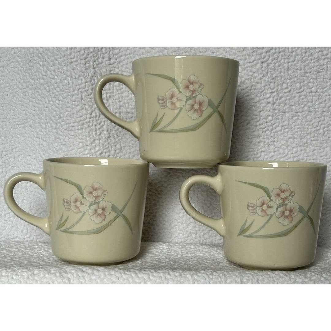 Corelle by Corning Coffee Cups Spring Pond Pattern Introduced 1985 Set ...