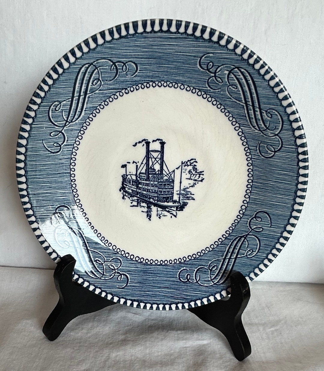 Currier & Ives Blue /white Low Water on the Mississippi Vintage. No ...