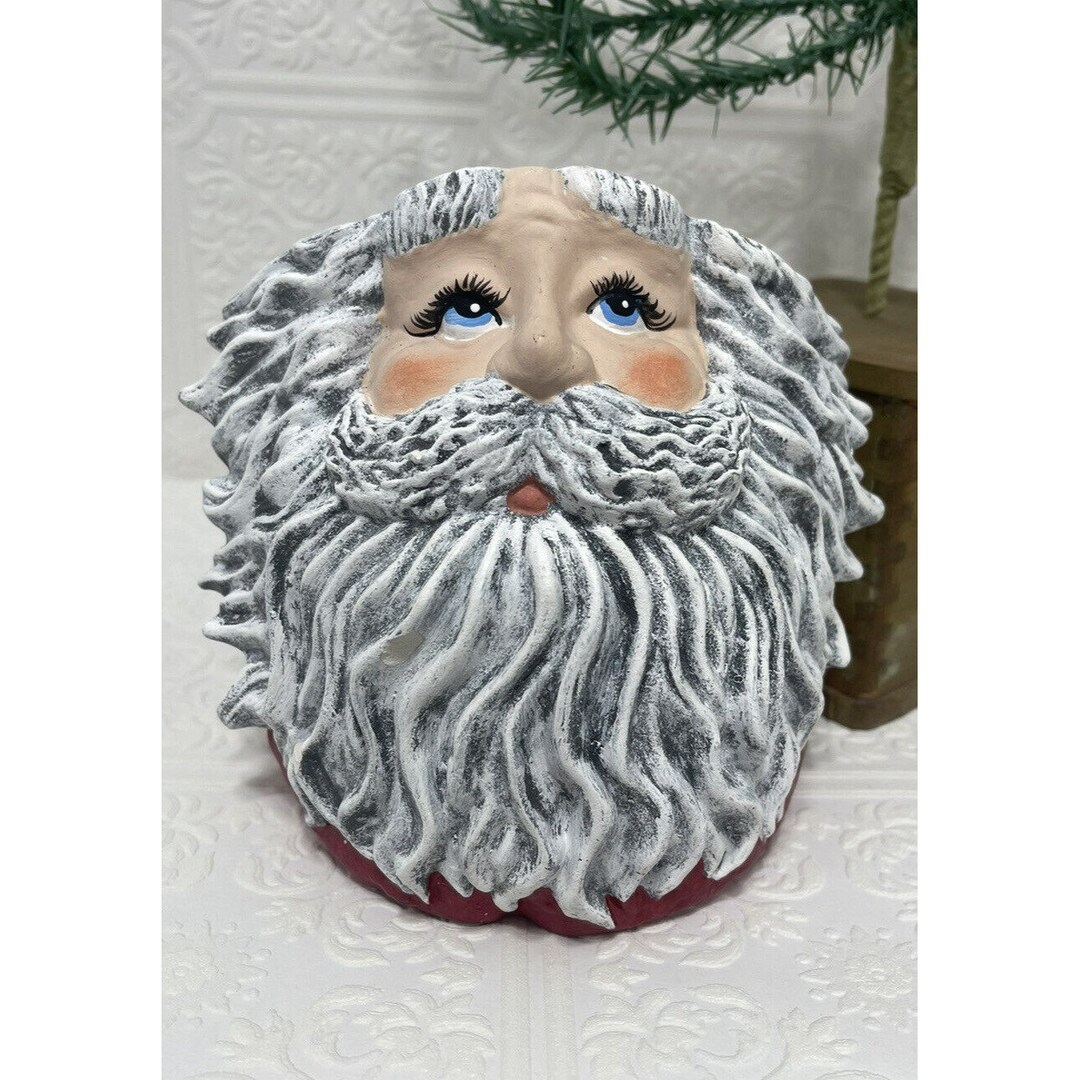 Vintage Christmas Ceramic Blue Eyed Santa Planter With Big Beard ...