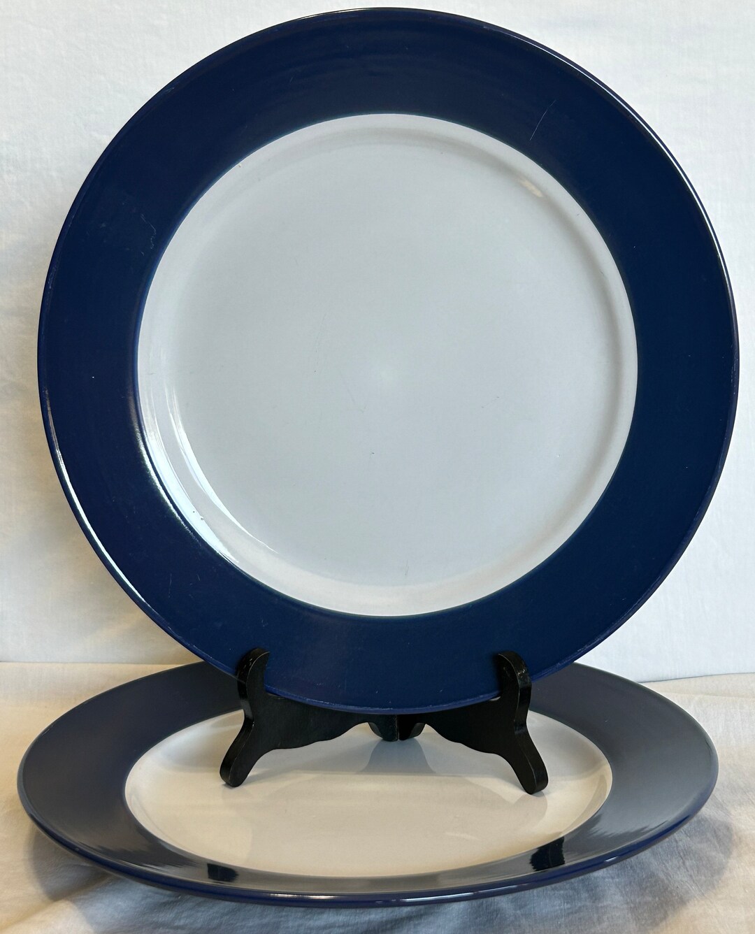 2 Royal Norfolk Navy Colbat Blue Rim Stoneware Dinner Plates 10 1/2 ...