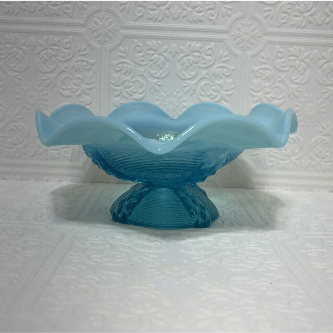 Button Panels Blue Opalescent Glass Bowl Northwood Early American ...