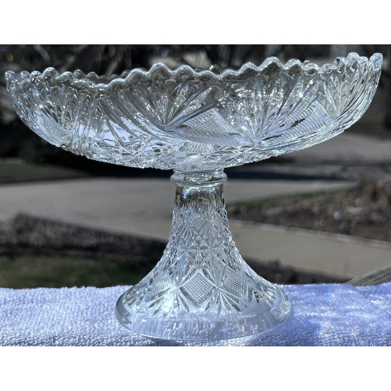 Teutonic Pedestal Compote Mckee Glass Company C1905 Scalloped Pedestal ...