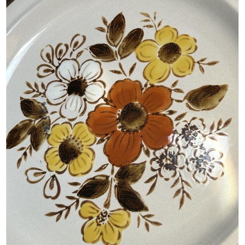 Stoneware by Excel 12 Inch Platter Linda Pattern Orange Yellow White ...