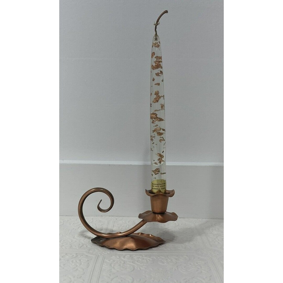 Acrylic Lucite Copper Fleck Candle & Gregorian Copper Candle Holder MCM ...