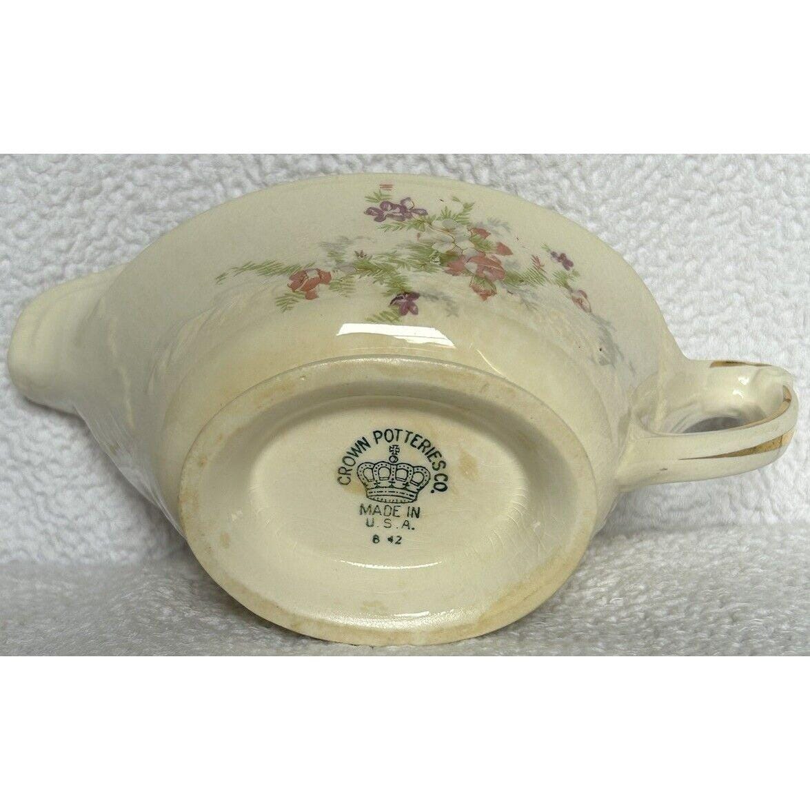 Crown Potteries Gravy Boat Vintage 1942 Pink & Lilac Flowers Pattern ...