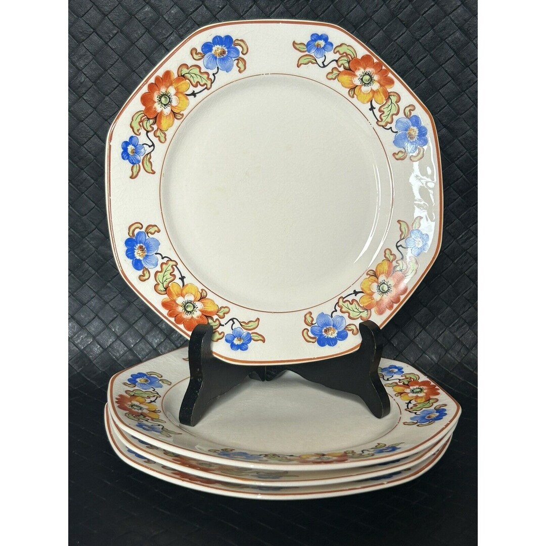Homer Laughlin Octagon DINNER LUNCHEON PLATES Vintage 7 Inch Set 4 - Etsy