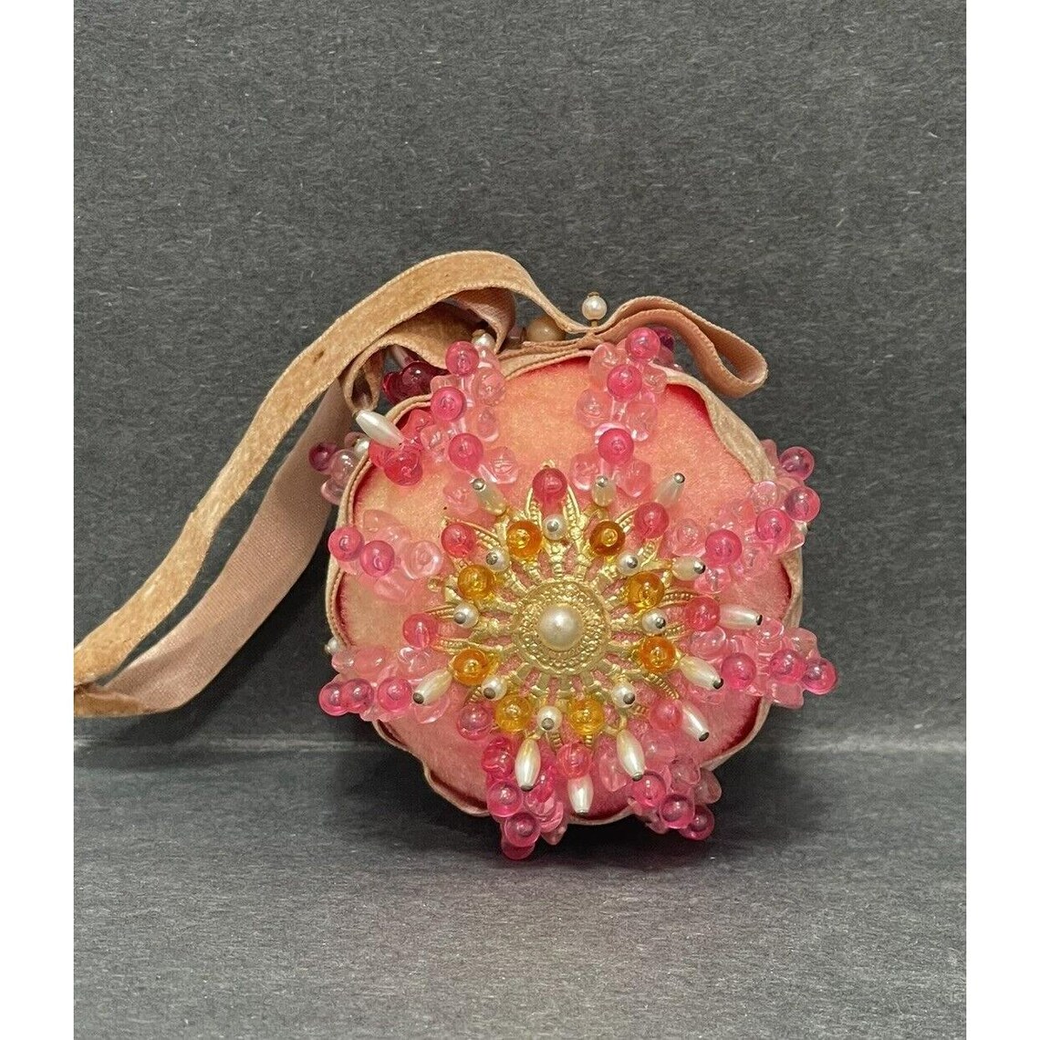 Vintage Push Pin Sequin Pink Christmas Ornament Granny Core Nostalgia ...